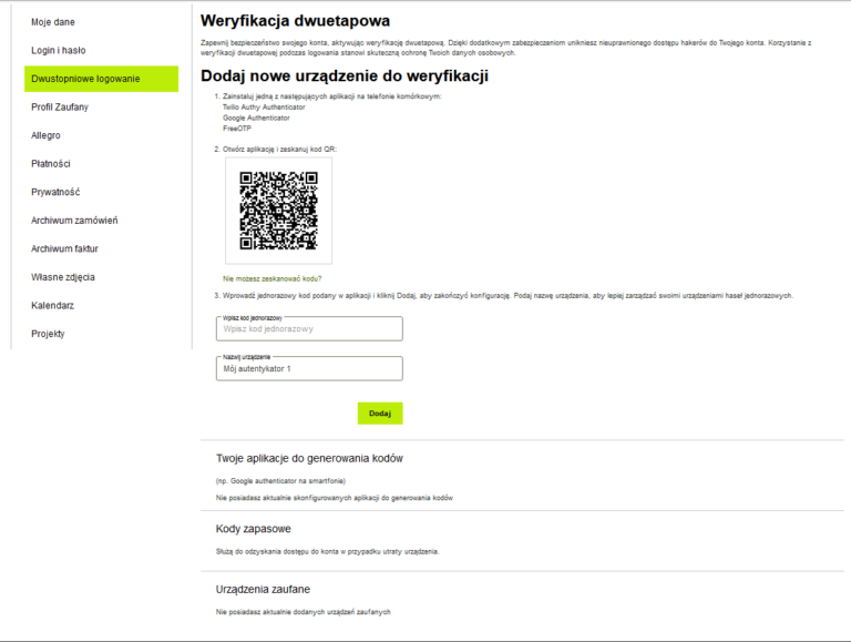 Dwustopniowe logowanie - Envelo – Poczta Polska przez internet