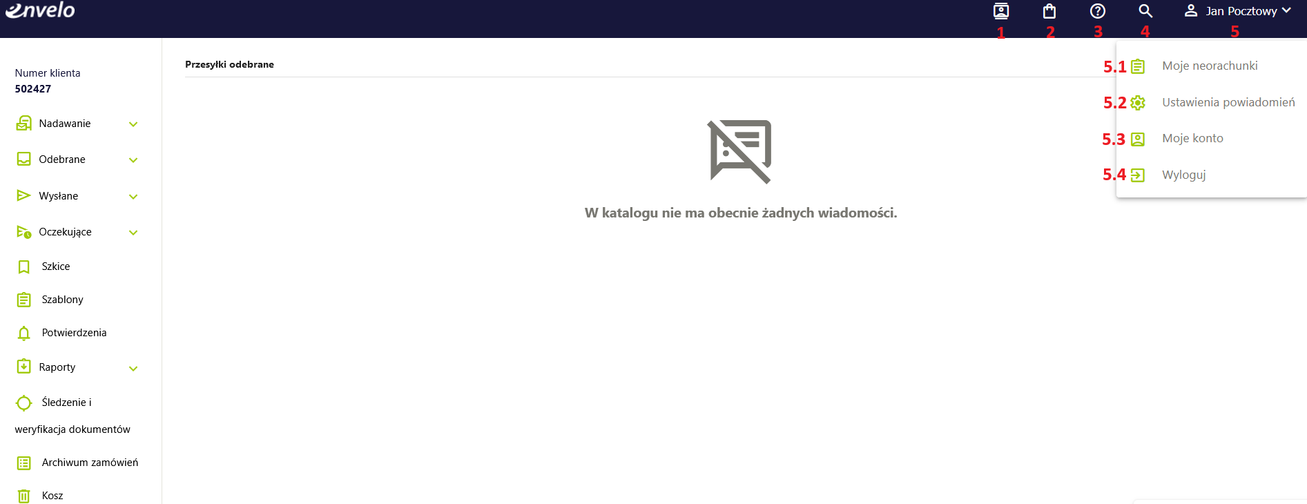 Korzystanie ze skrzynki Envelo - Envelo – Poczta Polska przez internet